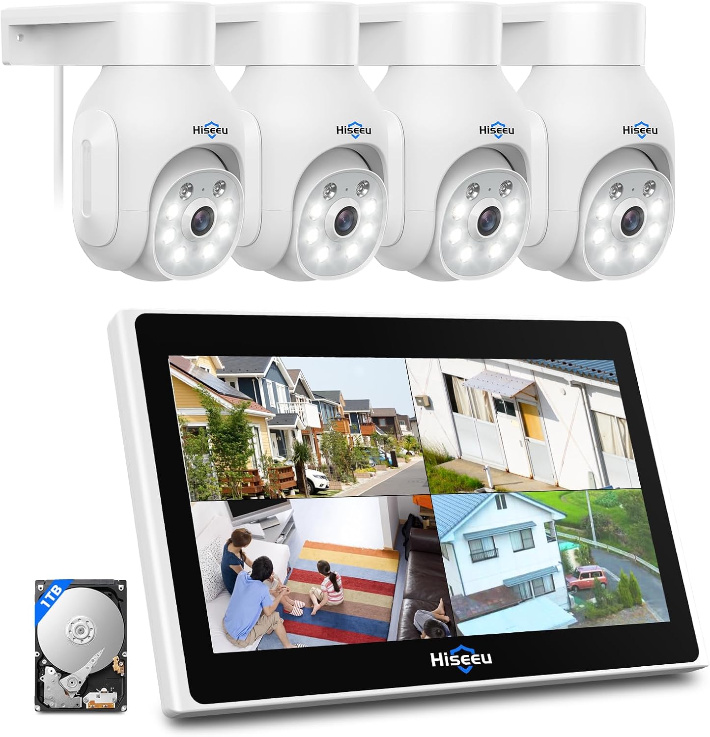 Hiseeu Wireless Security Camera System, 4-Camera Bullet Kit with 10 ...