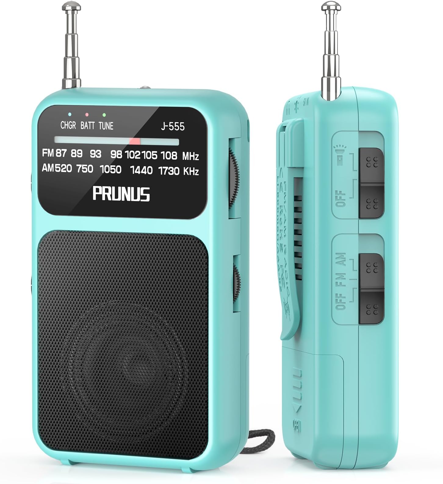 PRUNUS J-555 AM/FM Portable Radio with 800mAh Rechargeable Battery/2AAA ...