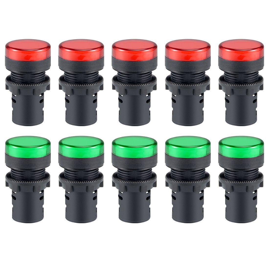 uxcell 10Pcs Red Green Indicator Light AC/DC 110V, 22mm Panel Mount ...