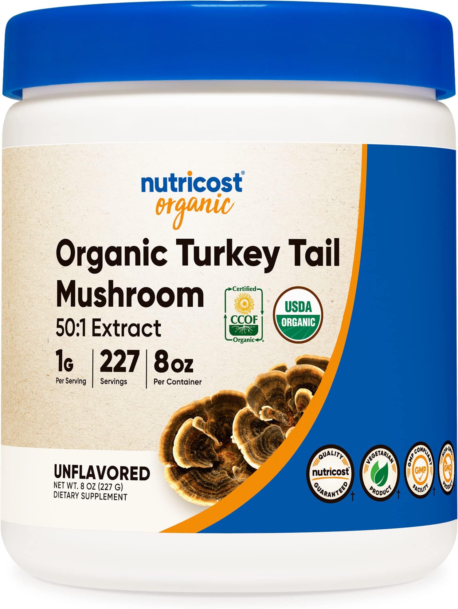 Amazon.com: Nutricost Organic Turkey Tail Mushroom Powder 8 oz, 50:1 ...