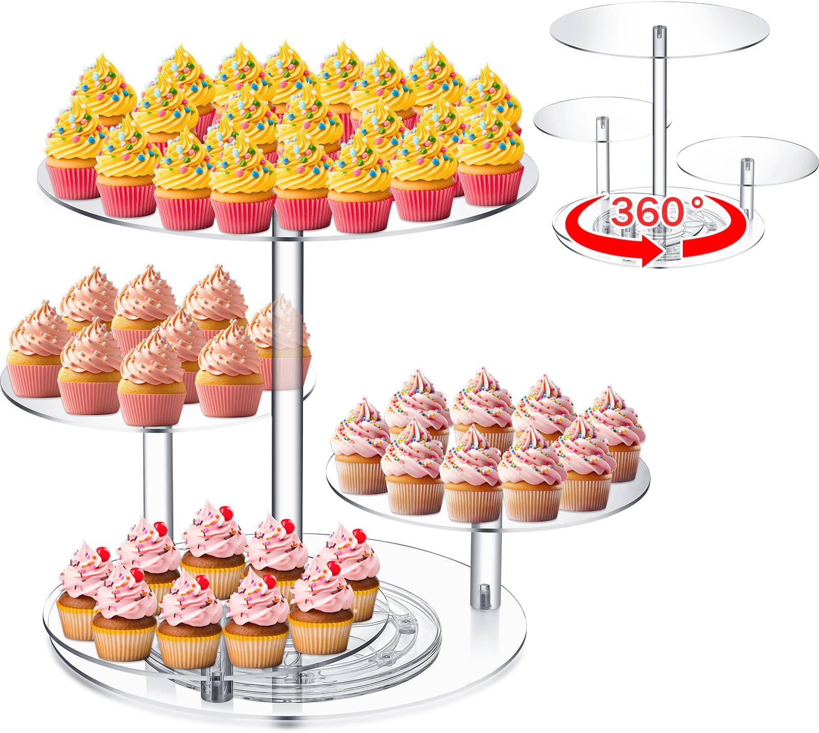 Amazon.com: 4 Tier Round Cake and Cupcake Stand Combo - Clear Acrylic ...