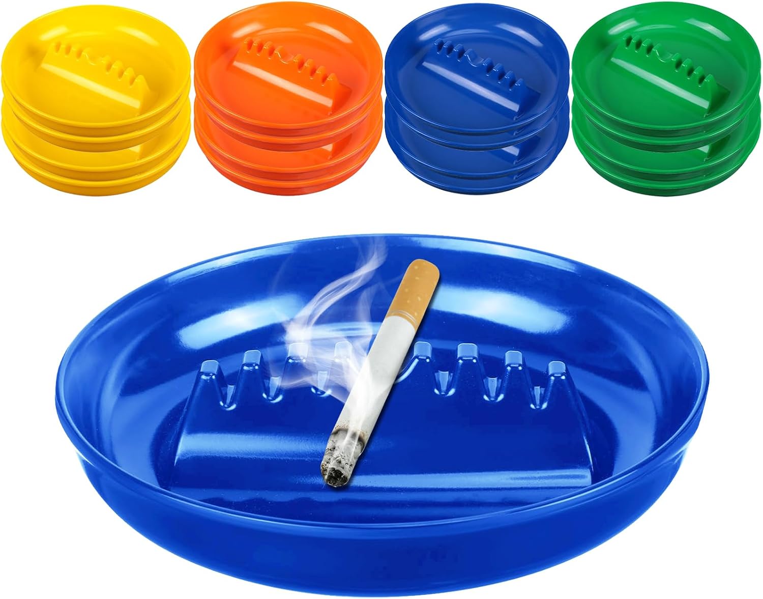 Amazon.com: Reginary 12 Pcs Round Ashtray Large Plastic 6.69" Ashtray ...
