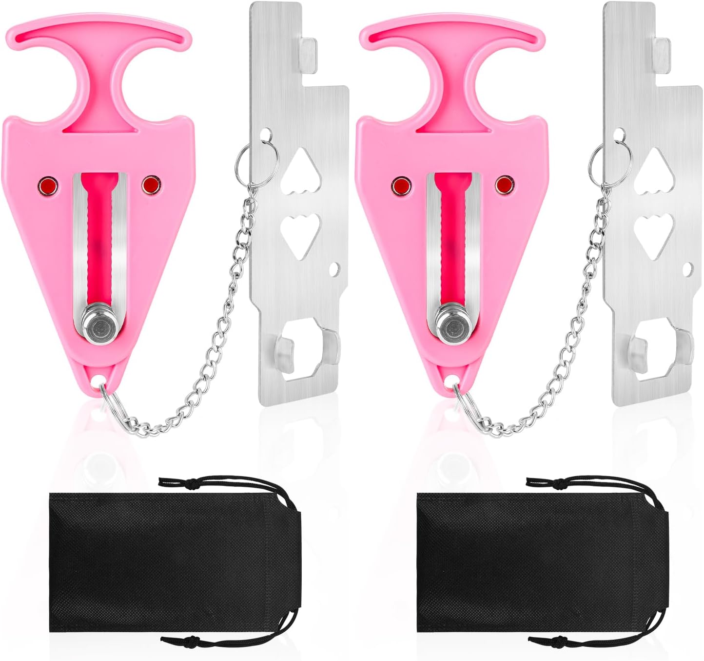 JeregBue 2 PCS Pink Portable Door Lock Travel Lockdown Home Security ...