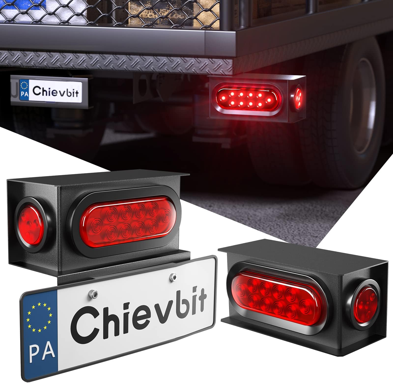 Amazon.com: Chievbit Trailer Lights Welded Mount Steel Boxes Kit w/6 ...