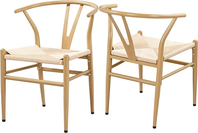 Amazon.com - Yaheetech Metal Weave Arm Chair Y-Shaped Backrest Mid ...