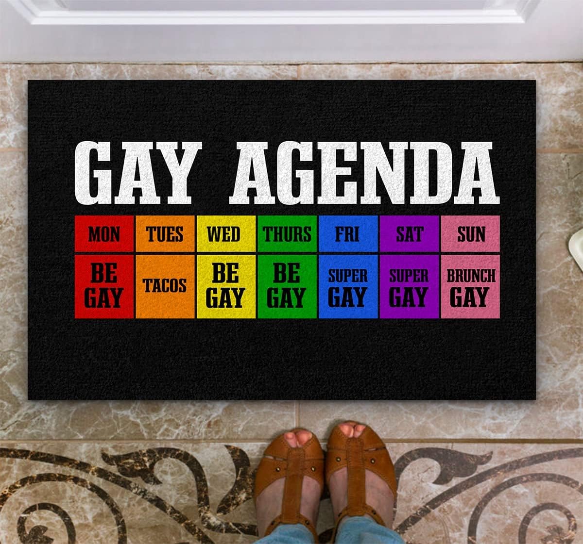 Amazon.com: TUNIU Gay Pride Agenda LGBT Doormat, LGBT Welcome Doormat ...