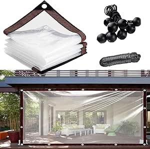 3x10 FT Heavy Duty Clear Tarp，Transparent Tarpaulin, with Rope and ...