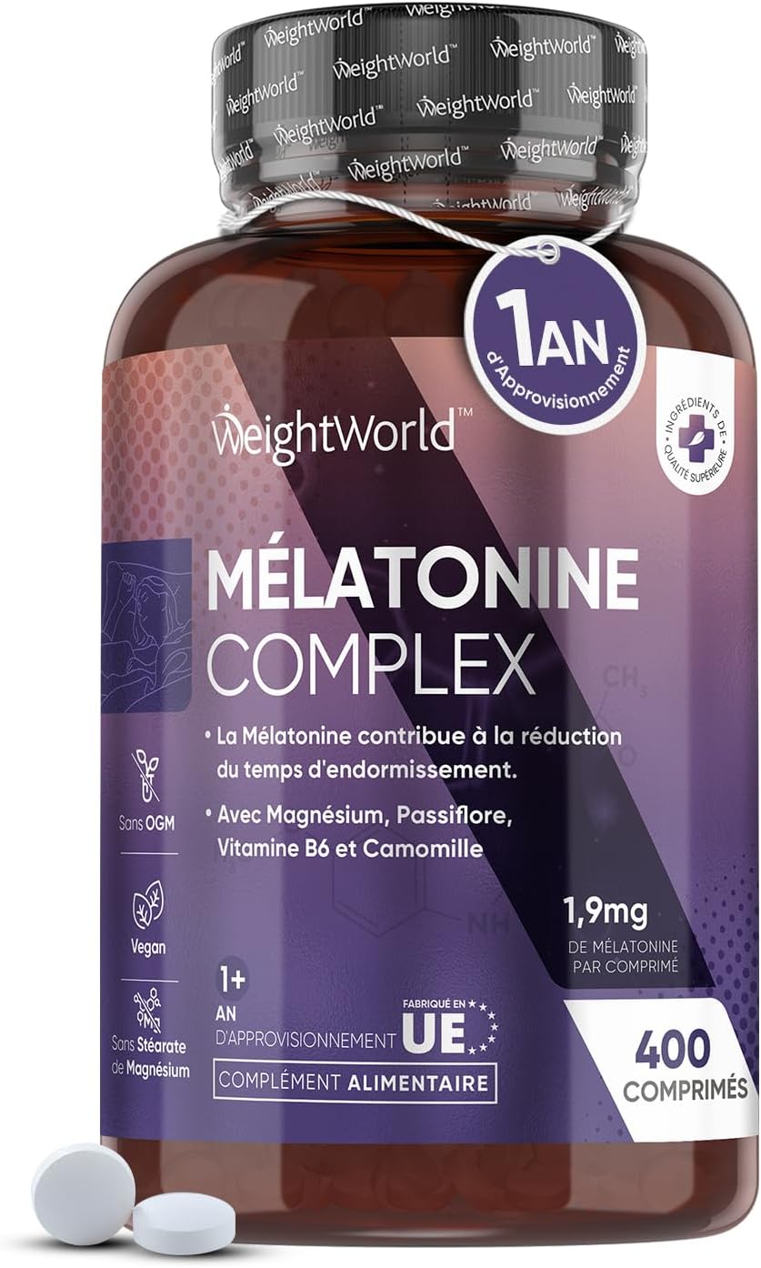 Melatonine 1,9 mg - 400 Comprimés Vegan (Pour +1 An) - Mélatonine ...