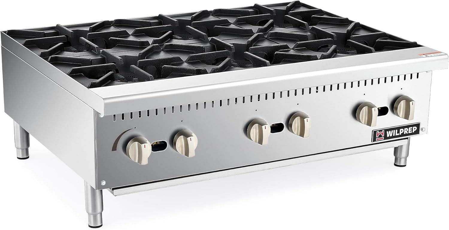 Amazon.com: WILPREP Countertop Gas Range, 6 Burner Countertop Gas Stove ...