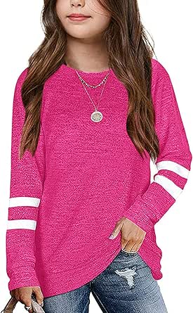 Amazon.com: Girls Tops Long Sleeve Raglan Striped Shirts Girls Tops ...