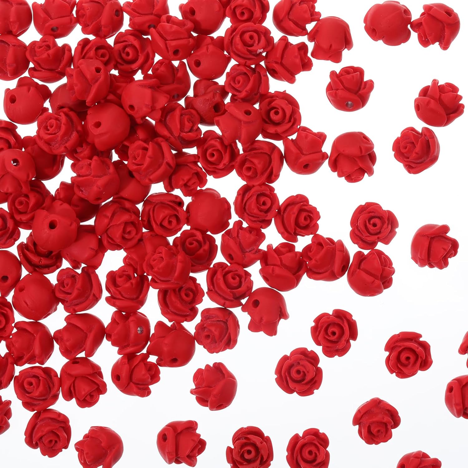 Amazon.com: 100 PCS Red Rose Cinnabar Beads, 8mm Detailed Carved Flower ...