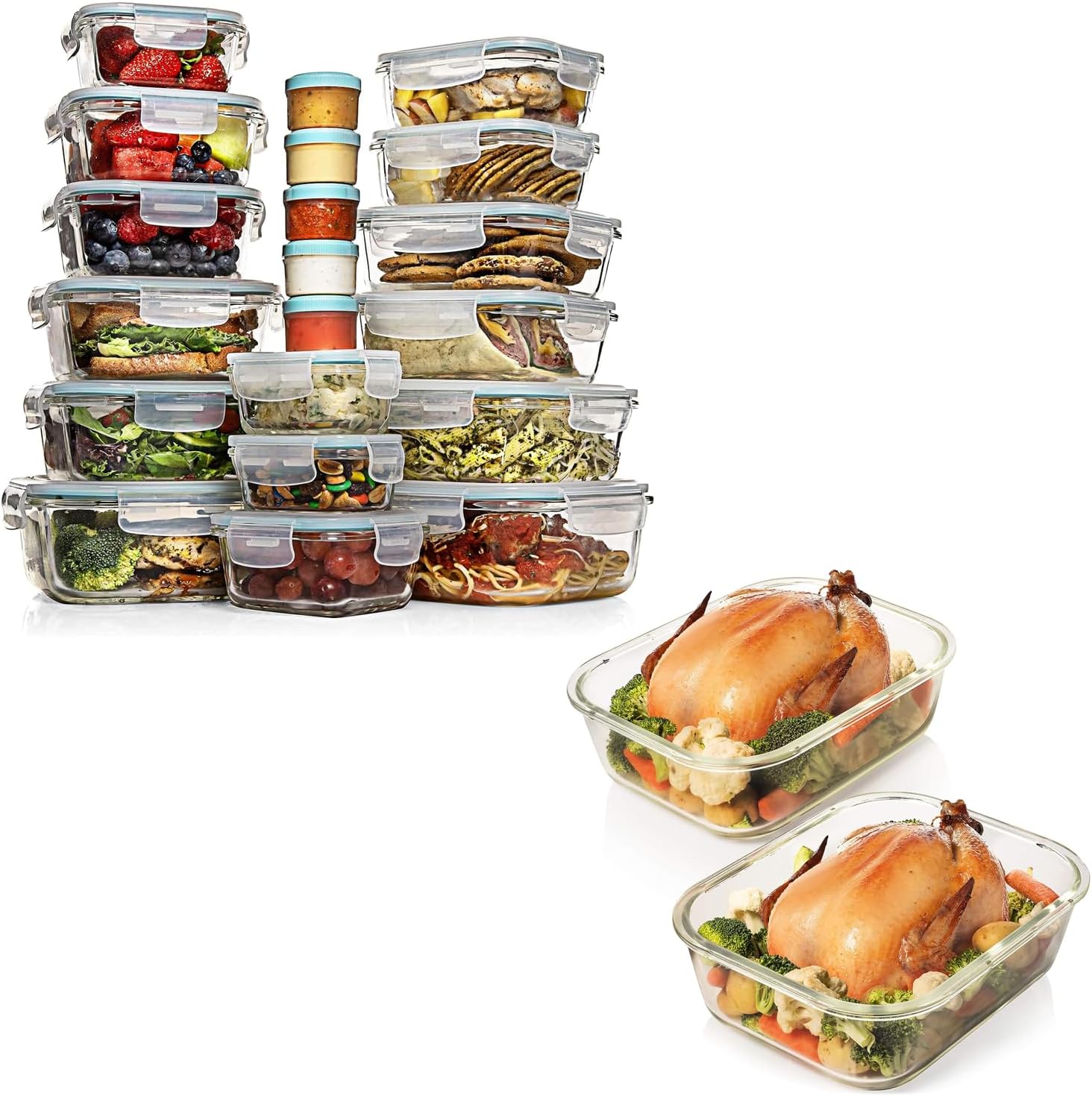 Amazon.com: Razab 35 PC + 4 PC Glass Food Storage Containers with Lids ...