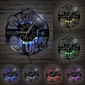 Amazon.com: TIMEGLOW 12 Inch E=mc2 Physics Wall Clock 7 Color Changing ...