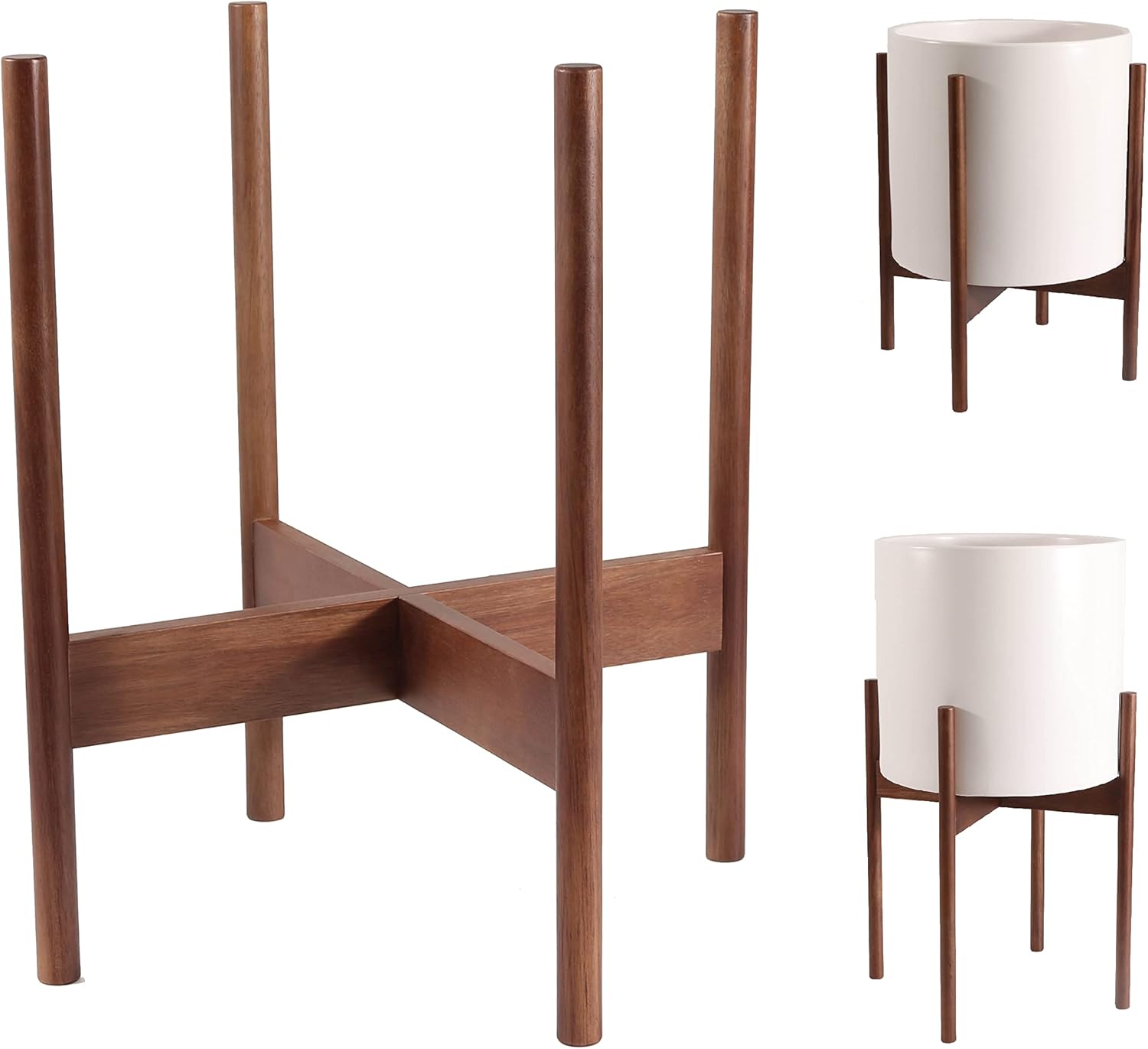 Amazon.com: Modern Plant Stand for Indoor Plants - 12 inch Walnut Wood ...