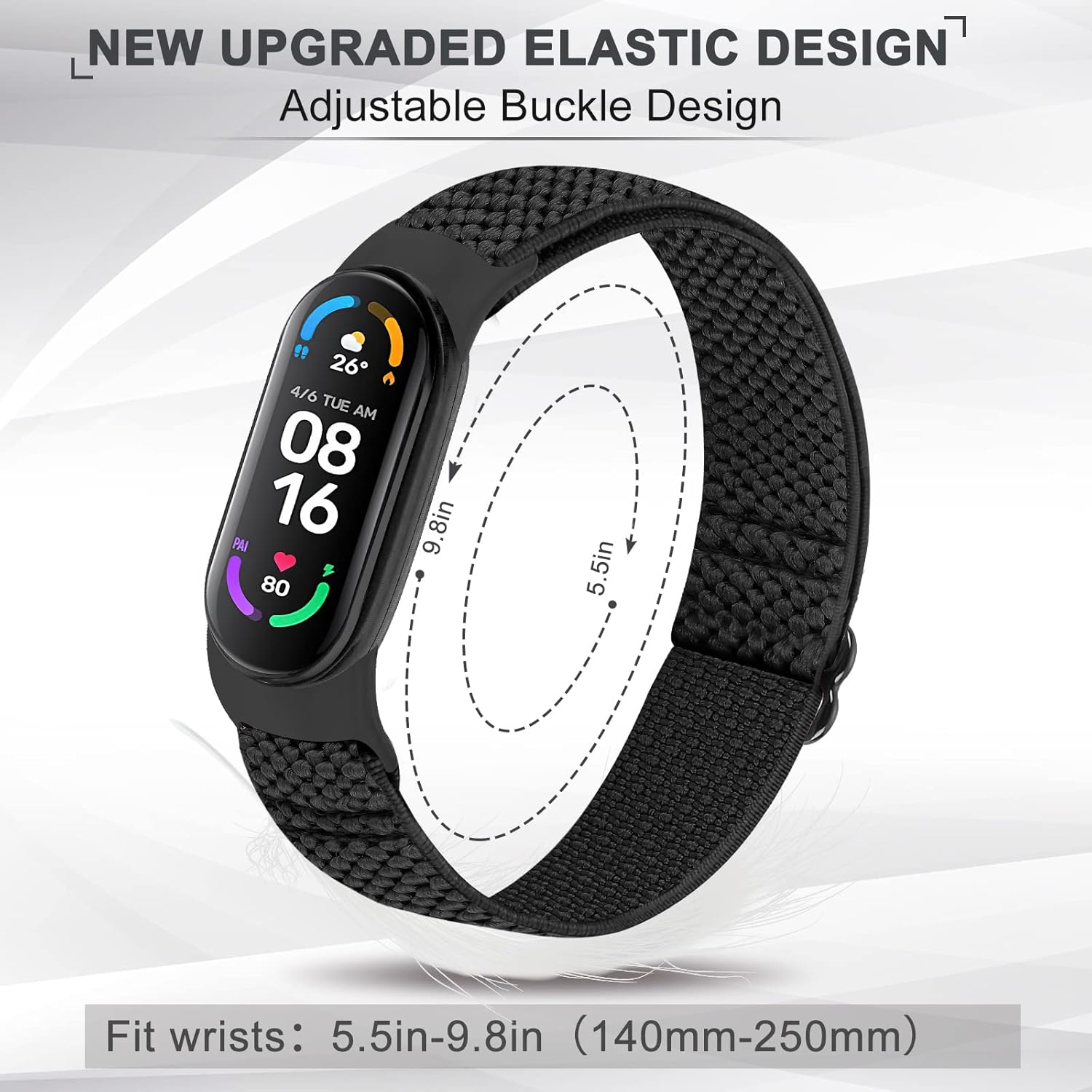 enkic Elastic Adjustable Watch Straps Compatible with Xiaomi Mi Band 7 ...