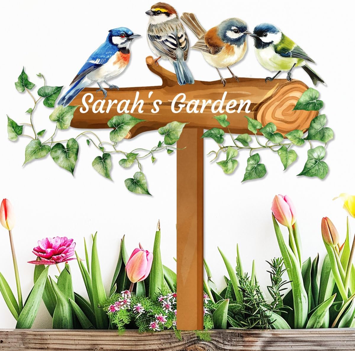 Amazon.com : Personalized Colorful Bird Garden Sign Animals Garden ...