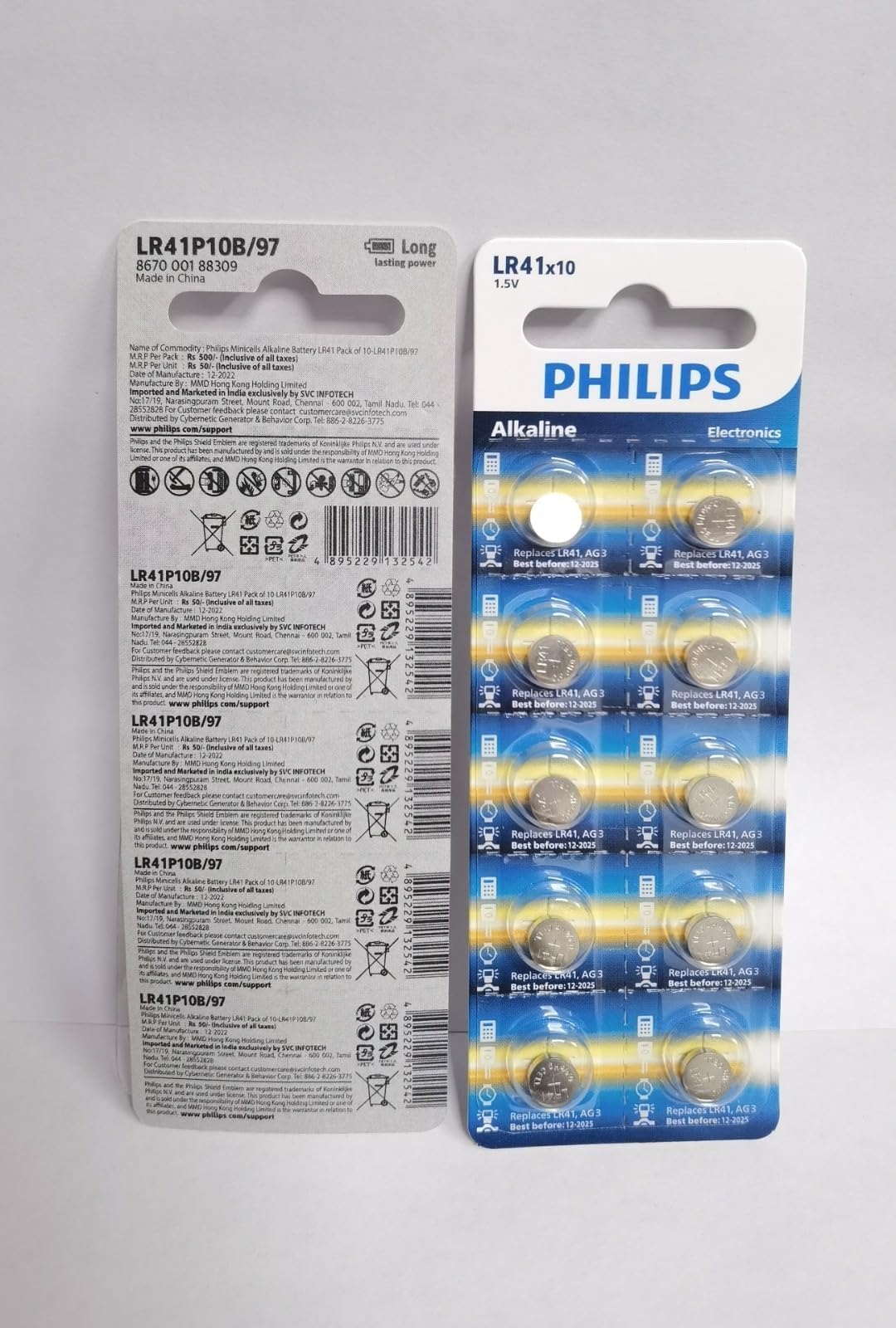 Philips Alkaline Button Batteries LR41 Pack of 10 : Amazon.in: Electronics