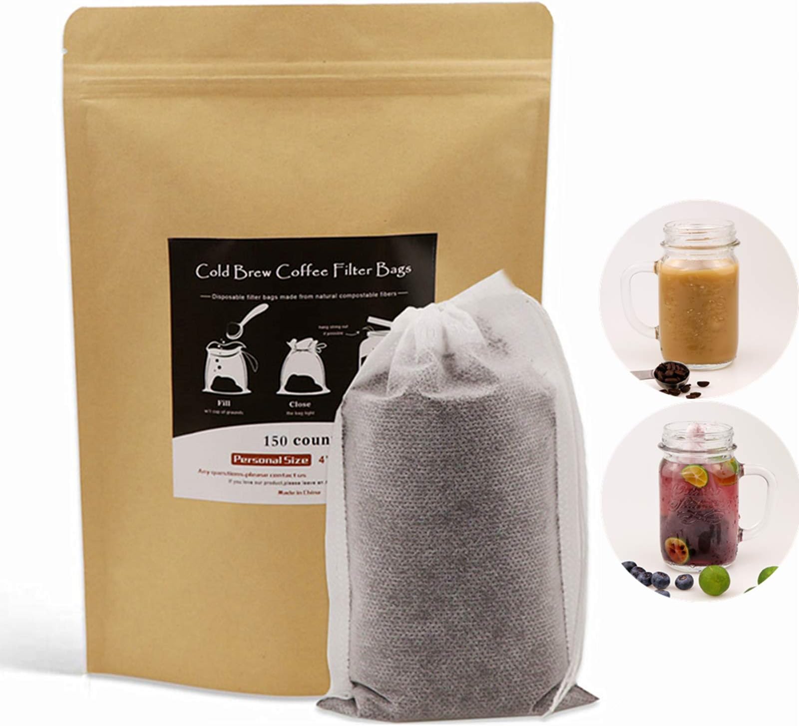 Amazon.com: No Mess Cold Brew Coffee Filters - 150 Count Single Use ...