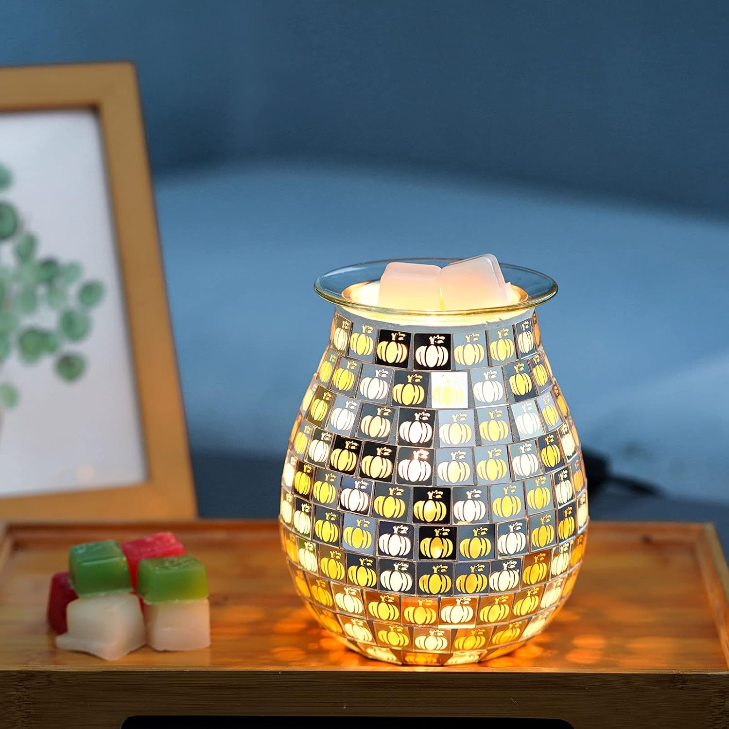 Amazon.com: Dicimi Mosaic Glass, Wax melt Warmer, Electric Oil Burner ...