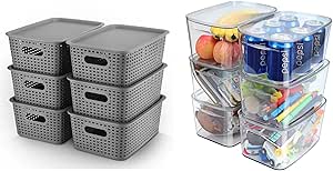 Amazon.com - AREYZIN Set of 6 Lidded Storage Baskets + 6 Pack Clear ...