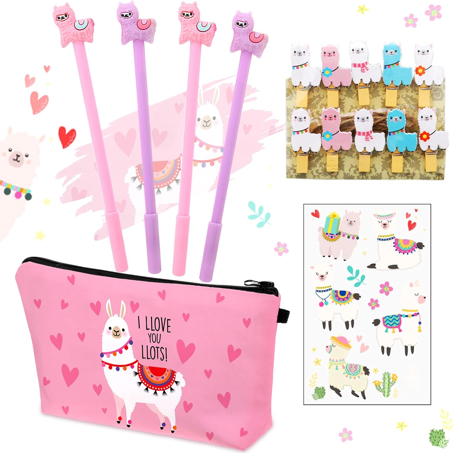 Amazon.com : LaVenty Alpaca Llama Pens Alpaca Llama Stationery Llama Ballpoint Pens Llama Sticky ...