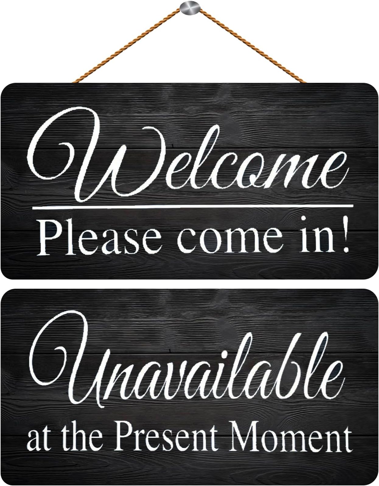 Amazon.com: Wood Signs For Home Decor Two Sided Welcome Please Come On ...