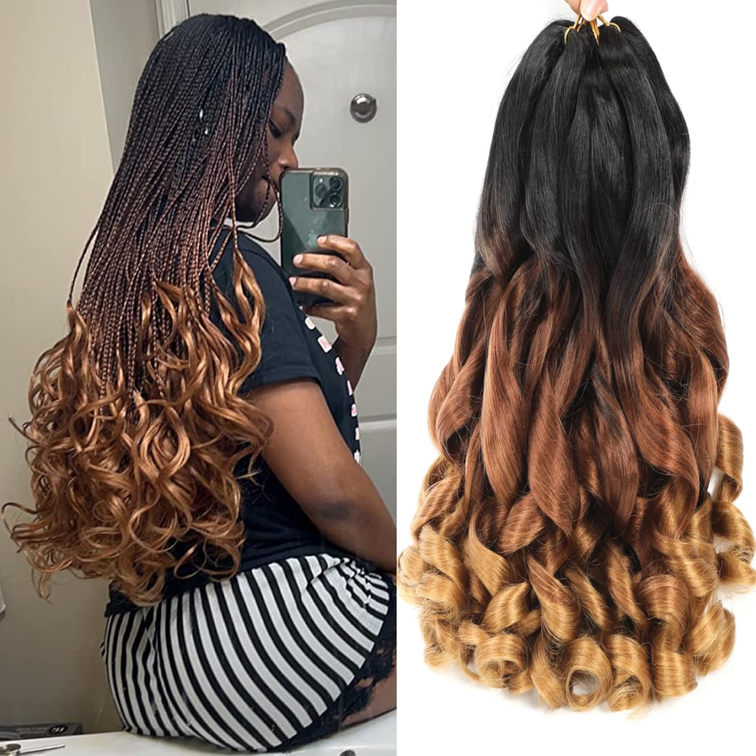 Amazon.com : French Curl Pre Stretched 22 Inch Loose Wavy Braiding Hair ...