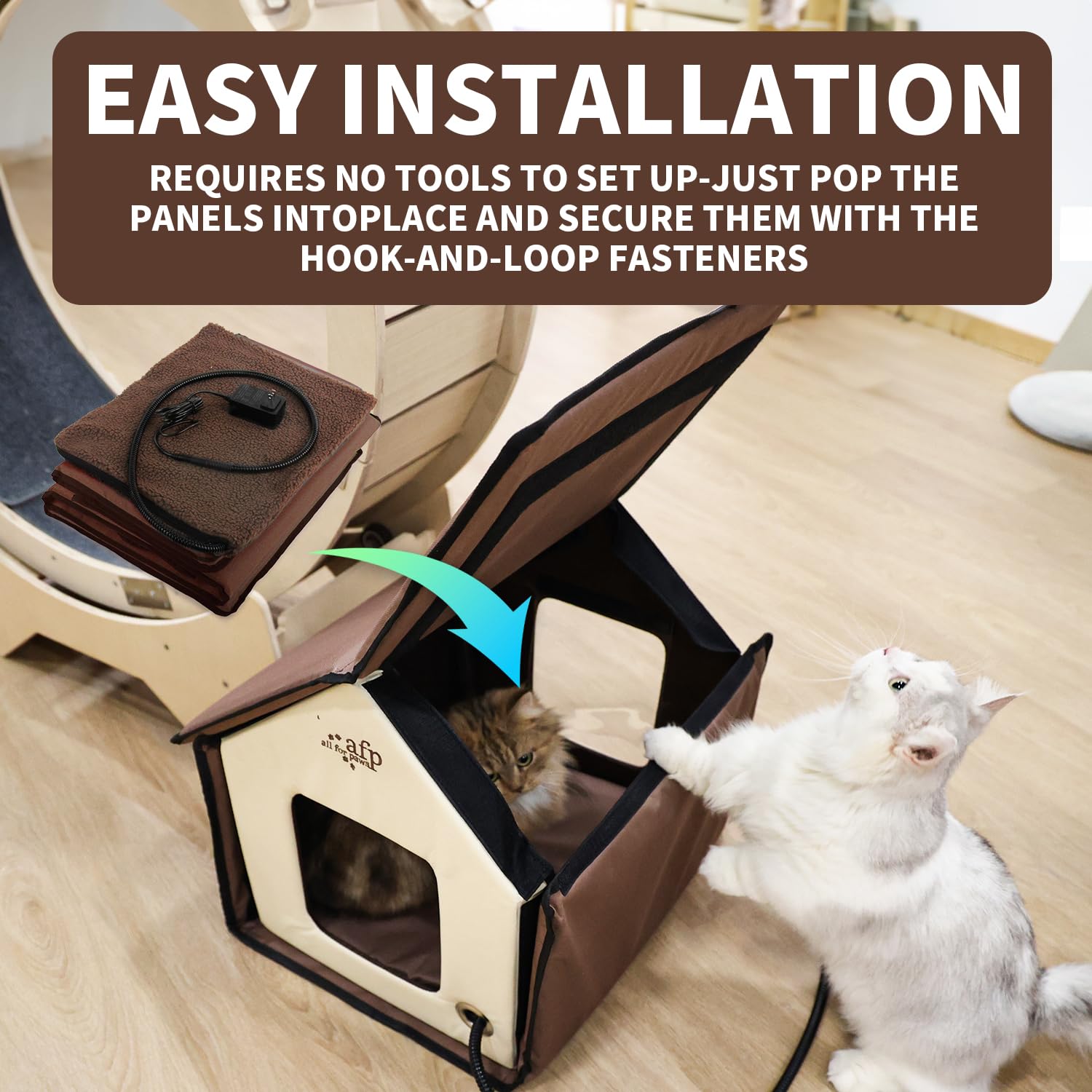 ALL FOR PAWS Heated Cat House, Indoor/Outdoor Cat House for Winter with ...