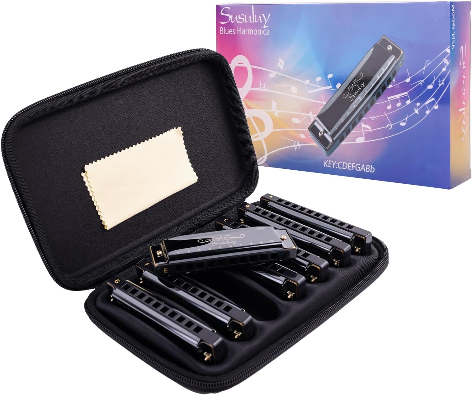 Amazon.com: Blues Harmonica Set of 7 Keys, 10 Hole 20 Tones Blues Harp ...