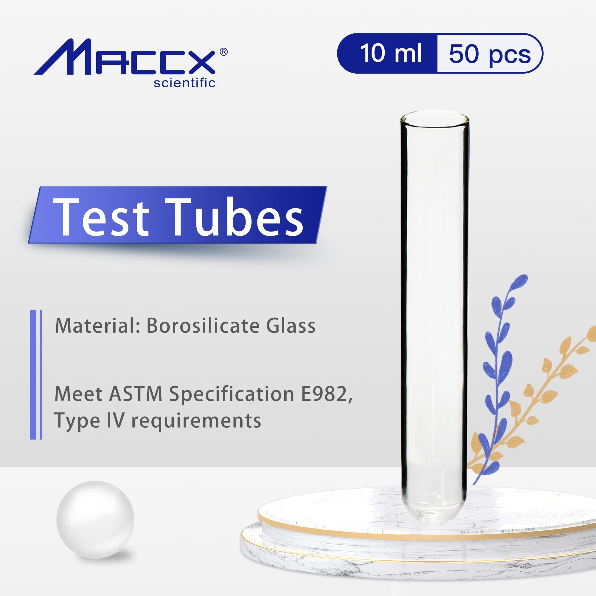 Snapklik.com : Maccx 10ml Sturdy Glass Test Tubes