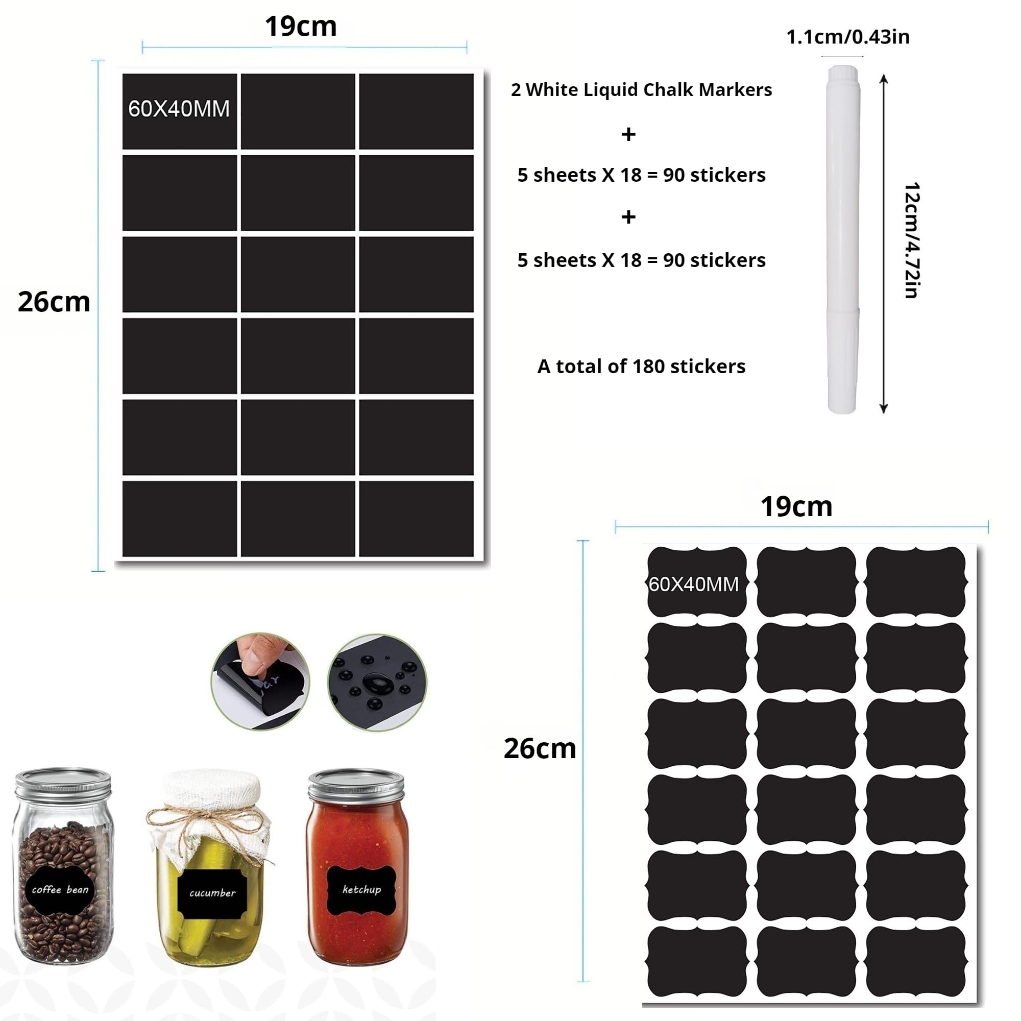 Snapklik.com : Chalkboard Labels For Food Containers, 180 Pcs Label ...