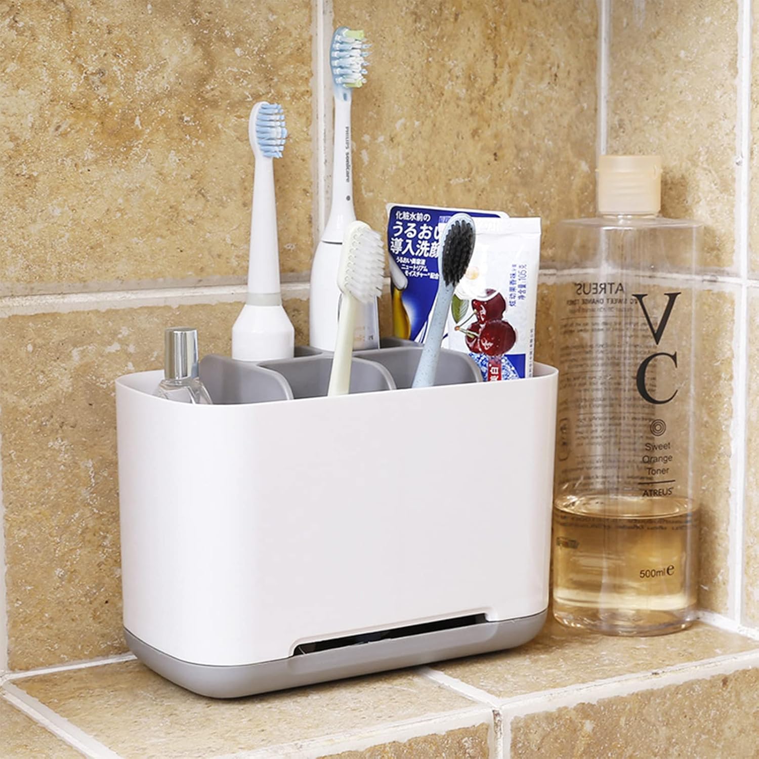 AUMA Toothbrush Holder - Bathroom Toothbrush and Toothpaste Storage ...
