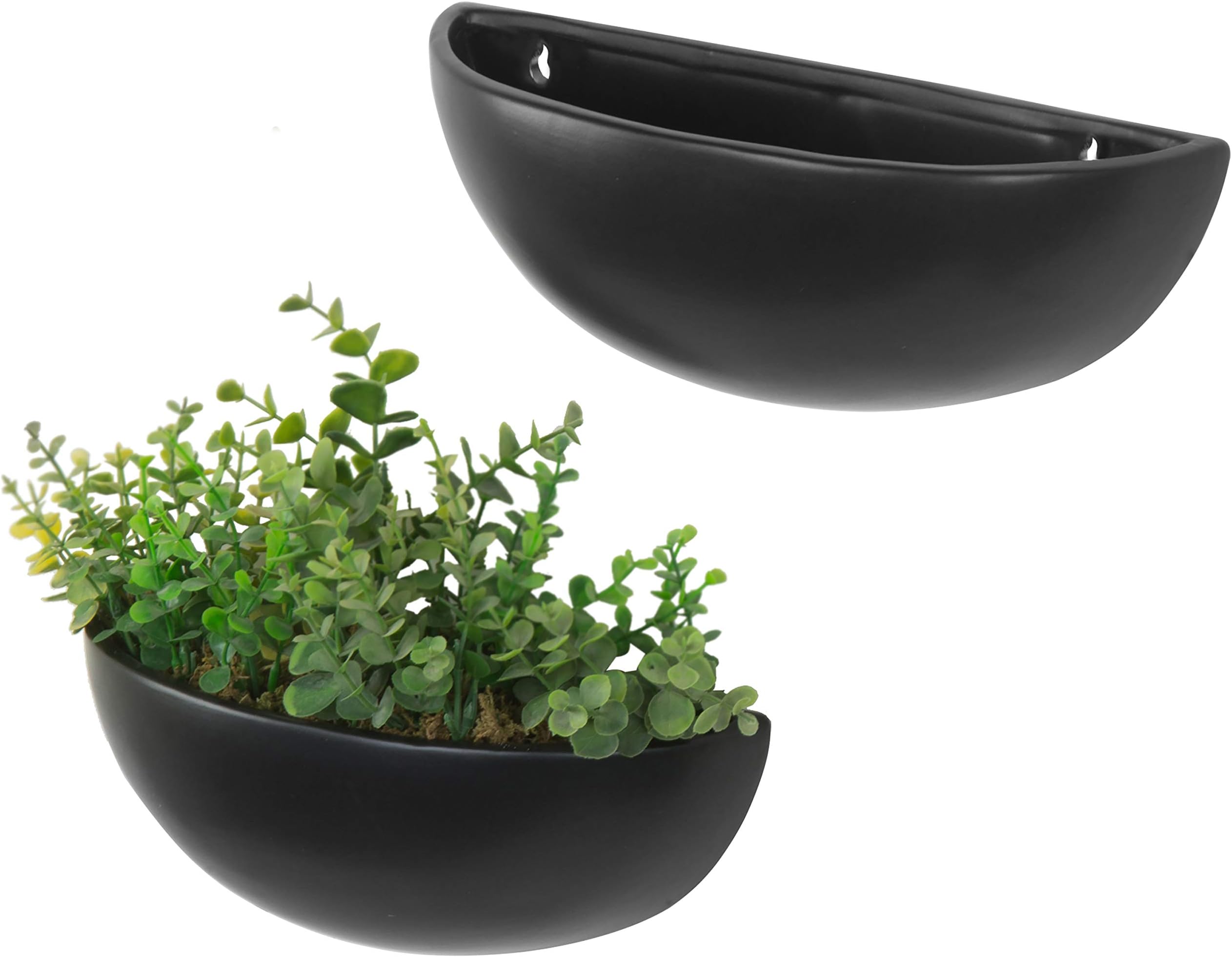 Amazon.com: MyGift White Ceramic Wall Planters for Indoor Plants, Half ...