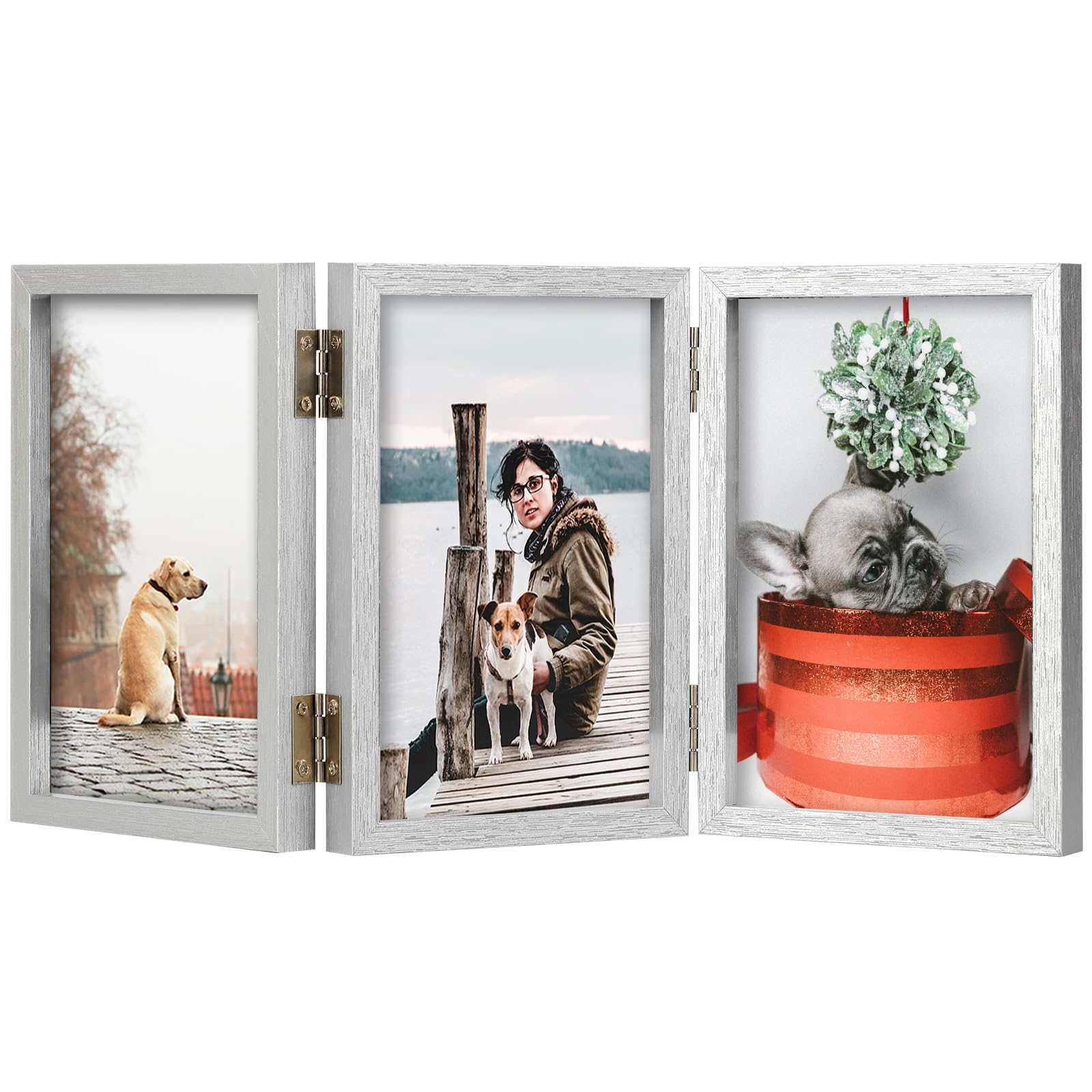 Amazon.com - TOFOREVO 4x6 3 Picture Frame Triple Wooden Hinged Photo ...