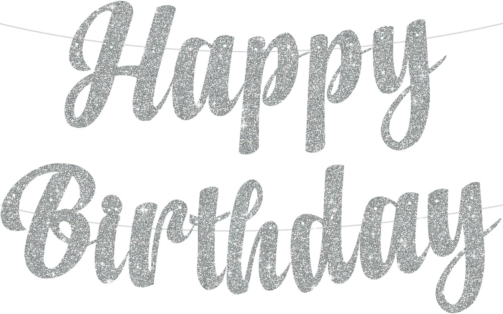 Amazon.com: BEISHIDA Silver Happy Birthday Banner - NO DIY,Happy ...