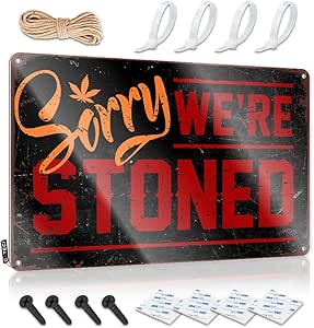 Amazon.com: Decor for Garage Sorry We're Stoned Metal Sign Man Cave ...
