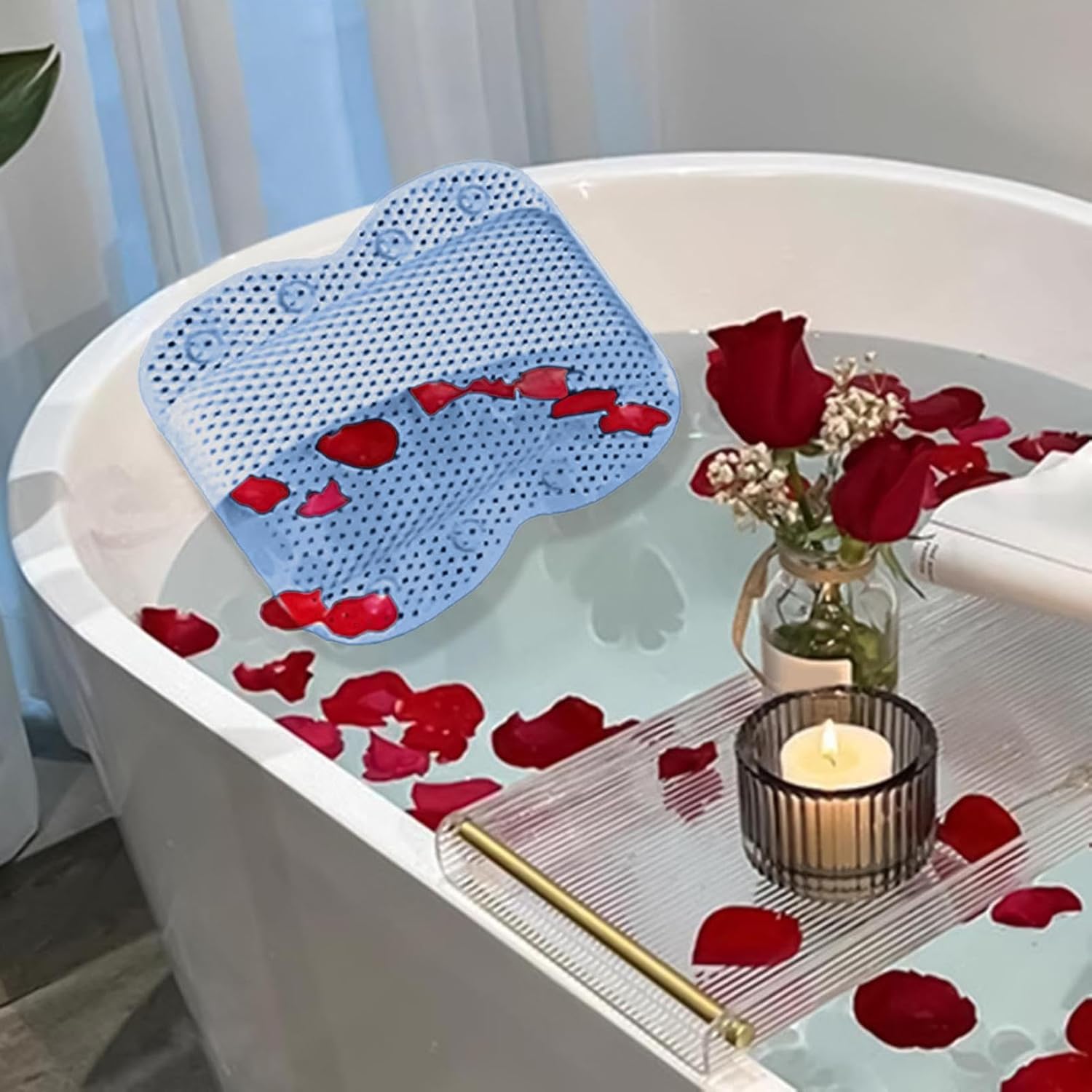 Amazon.com: Bath Pillow Bathtub Pillow, Bath Tub Pillow Headrest with ...
