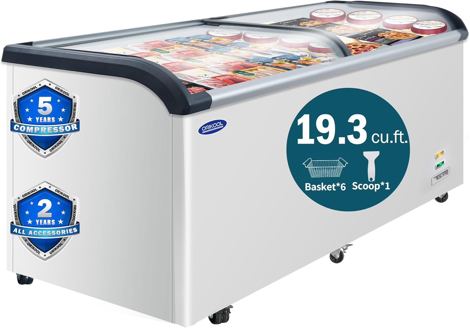 Amazon.com: ORIKOOL Curved Top Display Freezer 19.3 Cu.ft Sliding Glass ...