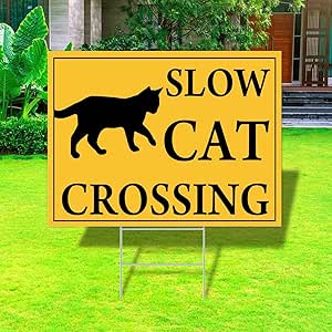 Amazon.com : Cat Crossing Sign Zone Xing Party Signs for Yard Slow Cat ...