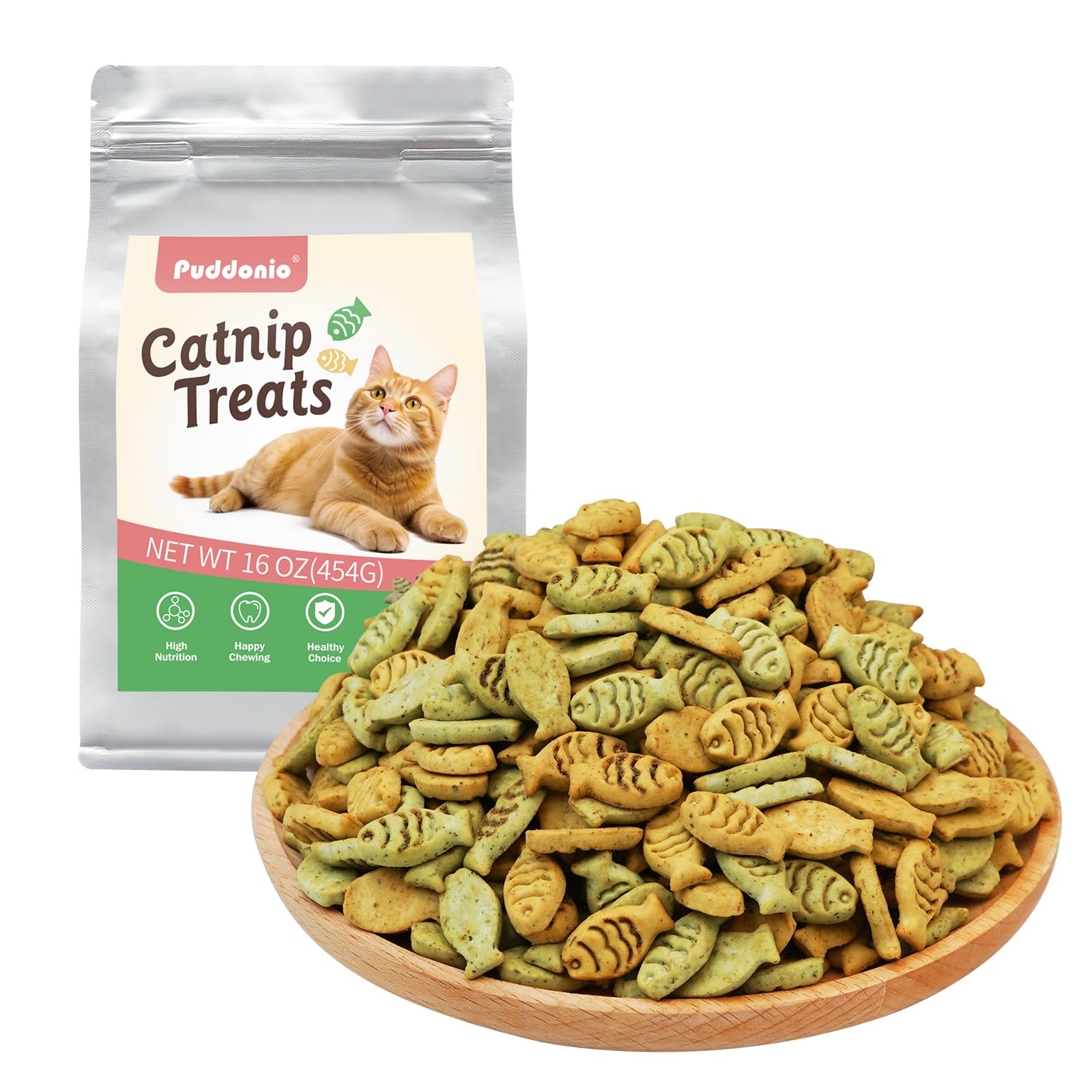 Amazon.com : Puddonio Catnip Cat Treats, Chicken and Salmon Flavor Cat ...