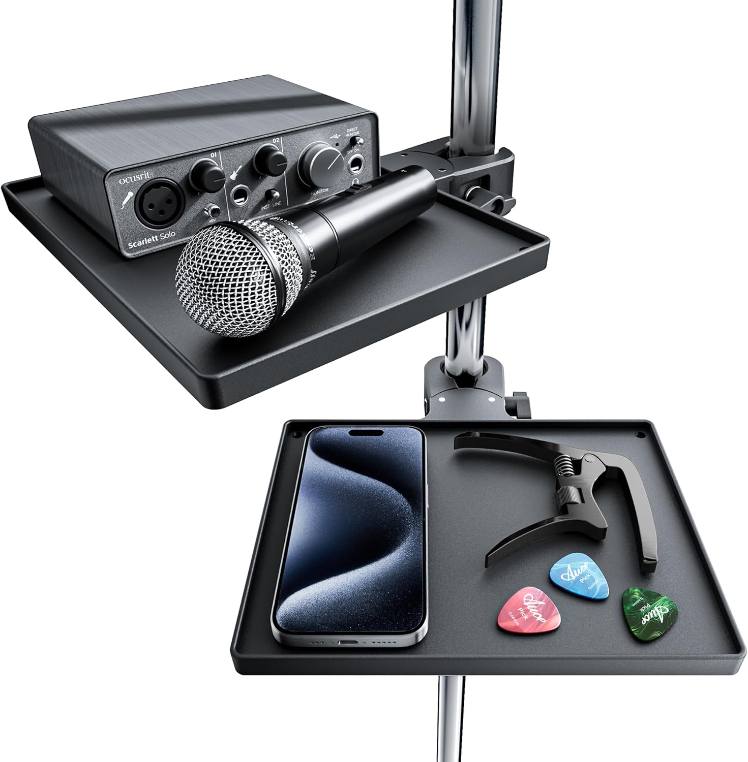 Amazon.com: Microphone Stand Plastic Tray, Mic Stand Clamp-On Rack Tray ...