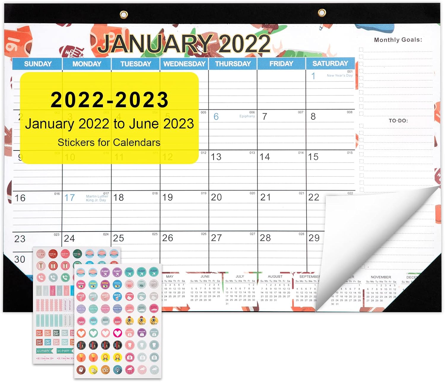 Buy Large Academic 2022-2023 Desk Calendar - 18 Months Desk Pad 17" x ...