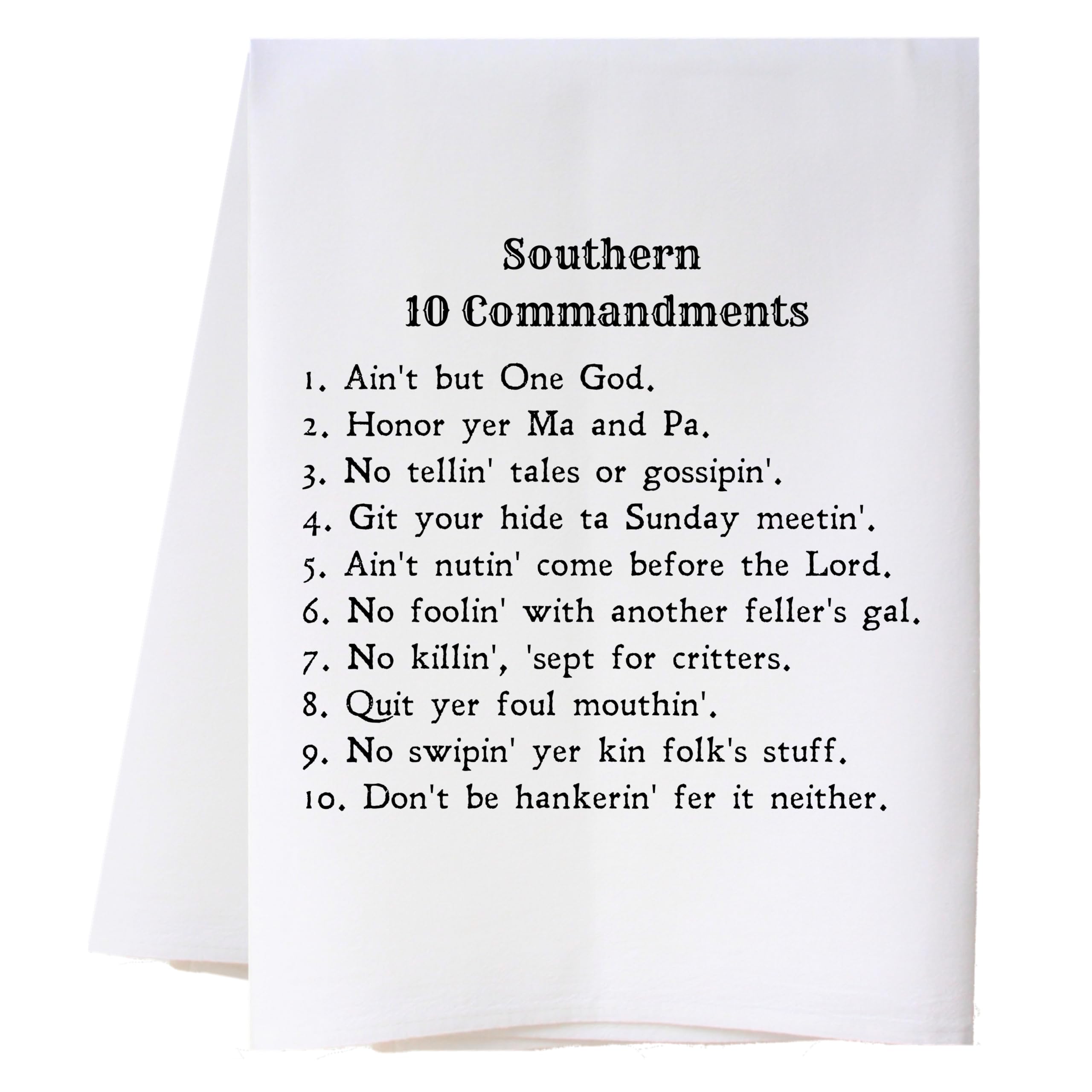 Amazon.com: cora & pate Southern 10 Commandments Funny Kitchen Towel ...