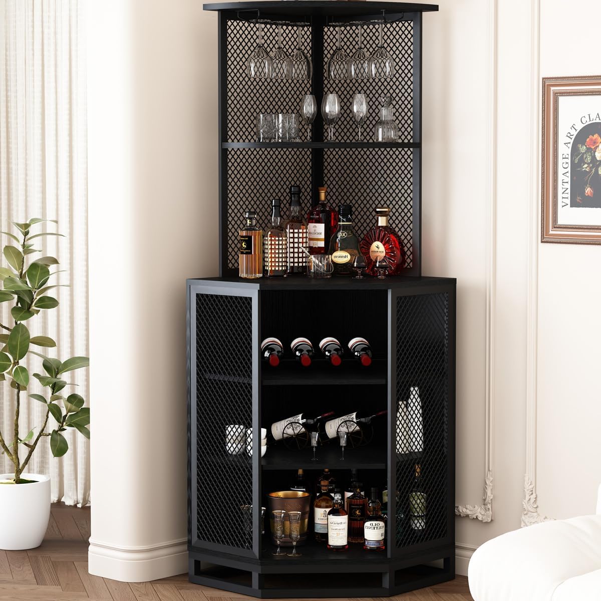 Amazon.com - MILAN Kamila Triangular Curio, Silver - Glass Display Cabinets