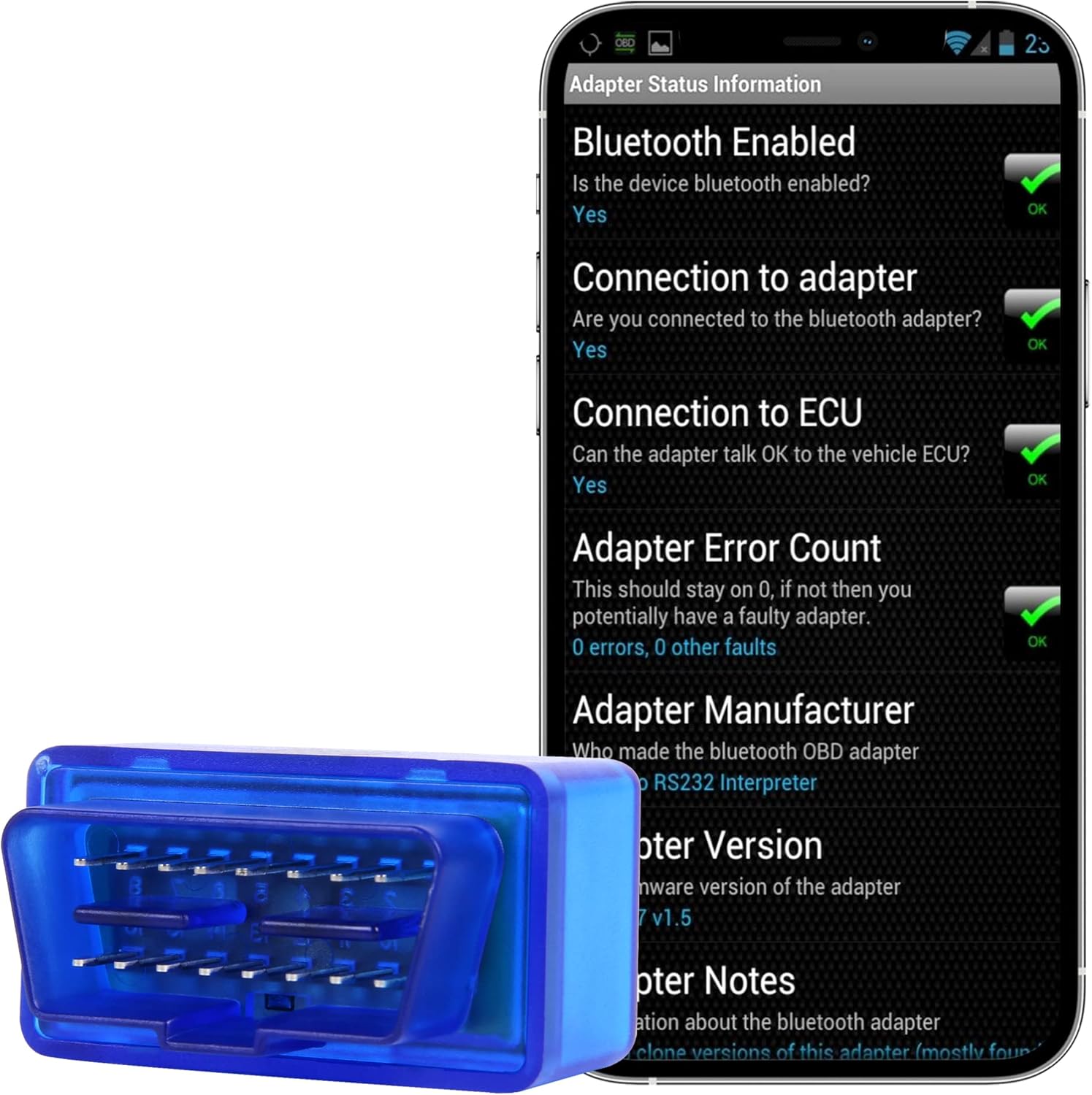 Amazon.com: ELM327 Bluetooth OBD2 Scanner for iPhone & Android ...