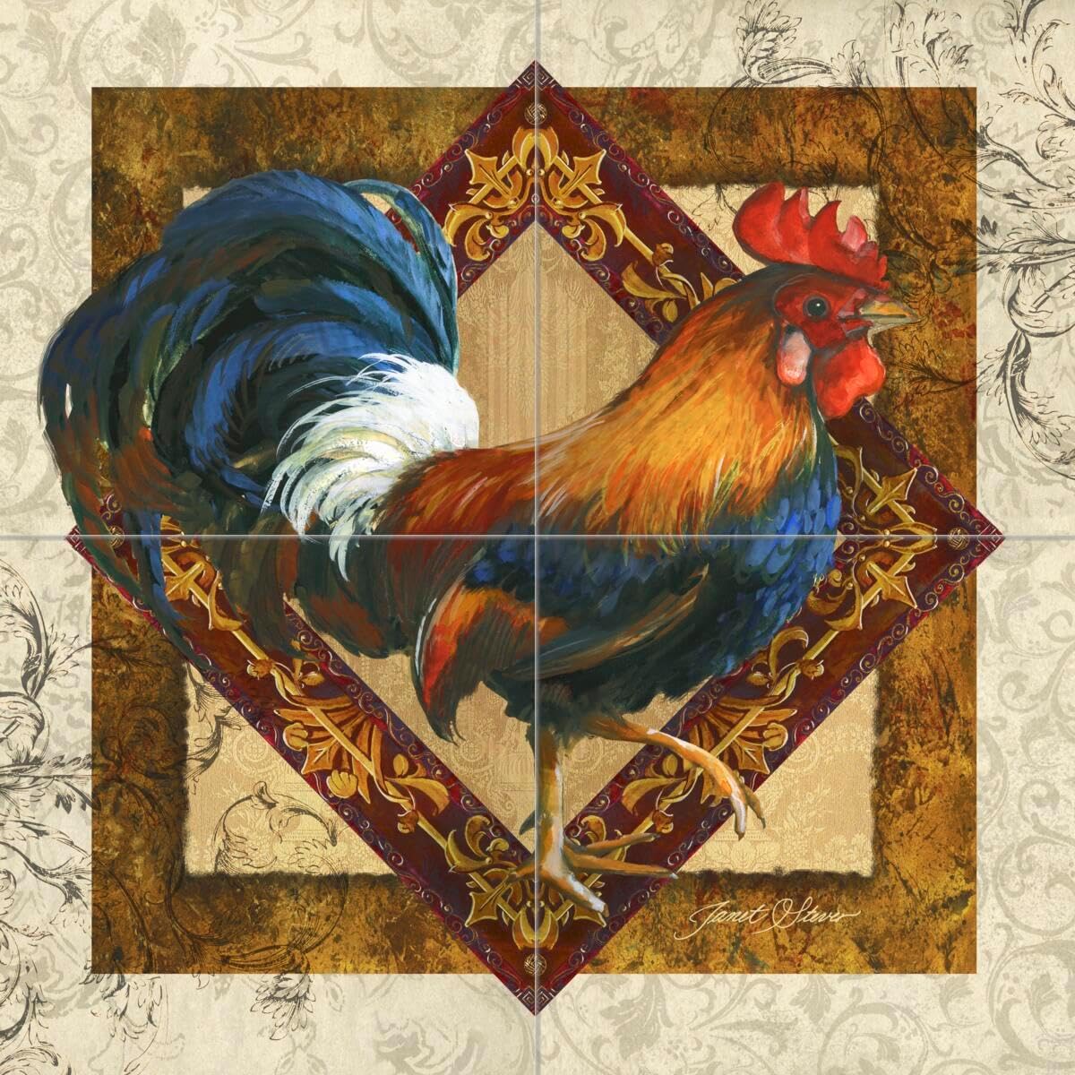 Ceramic Backsplash Tile Mural Rooster Hen Chicken Kitchen/Bathroom ...