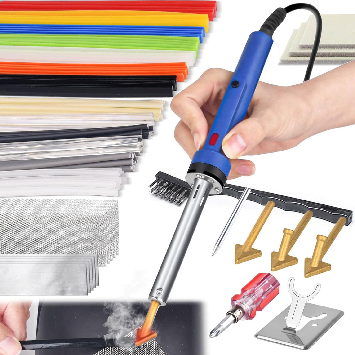 130W Plastic Welder,3-in-1 Plastic Welder Soldering Iron Kit with 91pcs ...