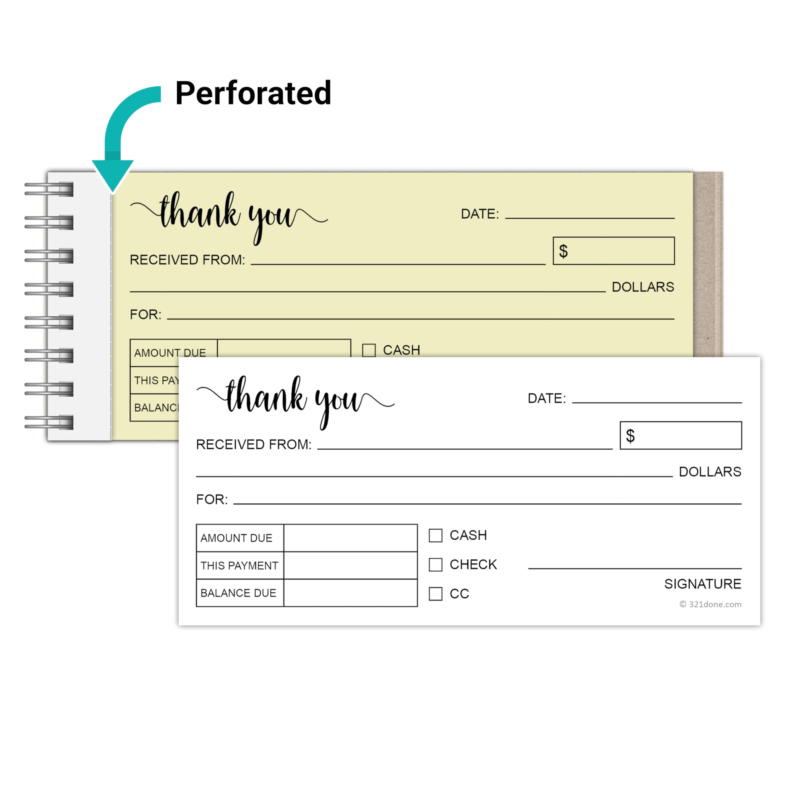 Snapklik.com : 321Done Thank You Receipt Book, Made In USA - 275x6, 2 ...