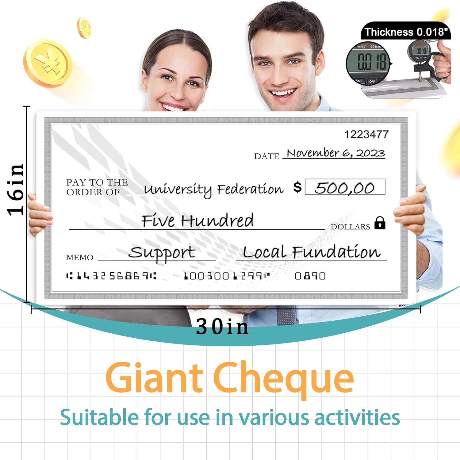 2 Pcs Big Checks for Pres...B0CVXHHP12 | Encarguelo.com.ve