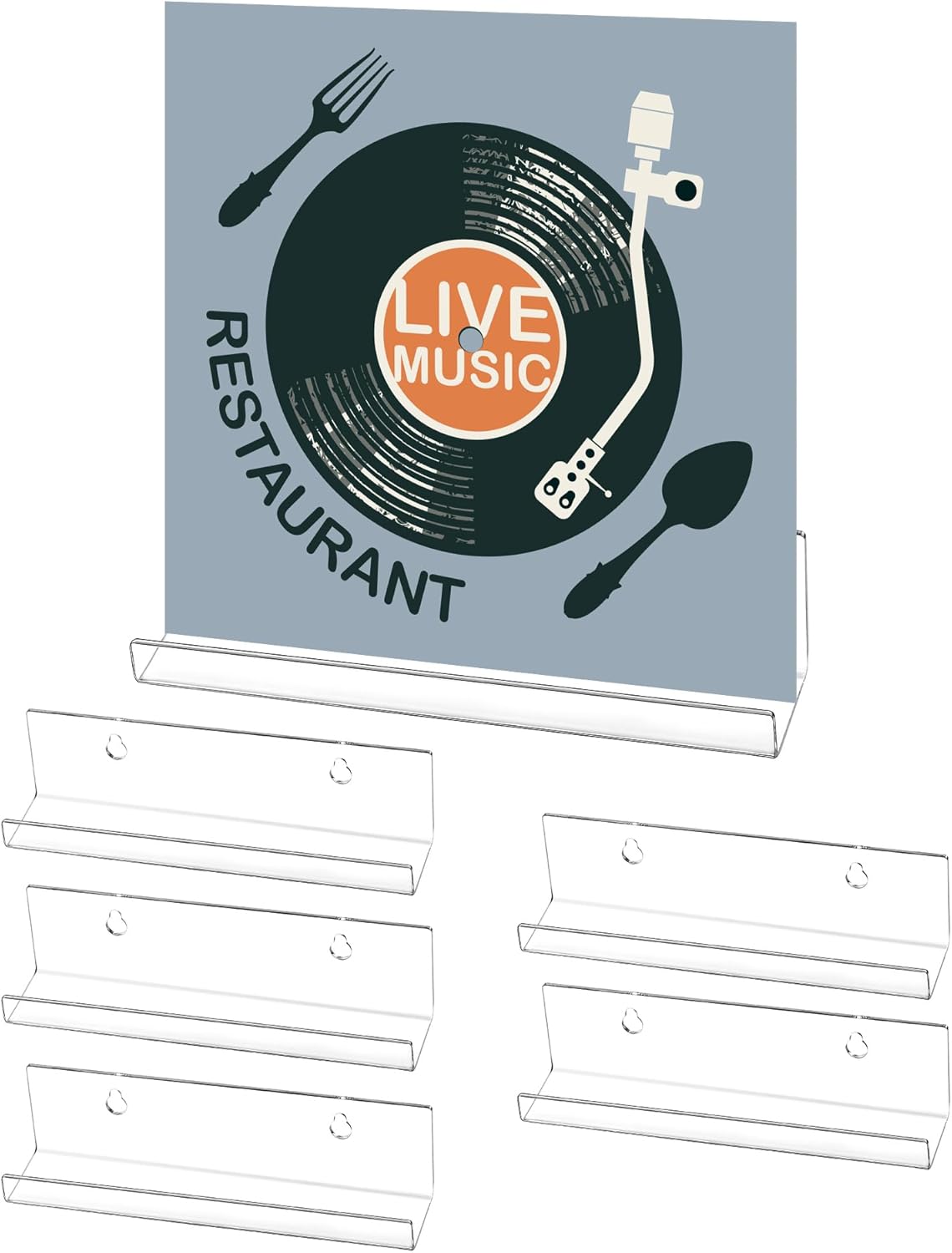 QWORK® 6 Pack Clear Vinyl Record Holder Shelf, Wall Mounted Acrylic ...